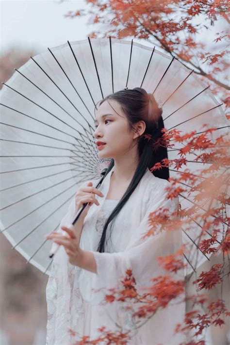 枫 人像 颇可 红枫 汉服