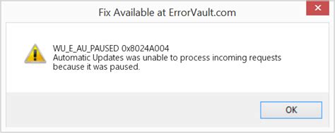How To Fix Wu E Au Paused 0x8024a004 Automatic Updates Was Unable To Process Incoming