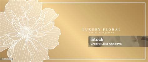 무성한 꽃이 있는 황금빛 고급 벡터 배경 텍스트 사진 명함 엽서 및 프레젠테이션의 배경 0명에 대한 스톡 벡터 아트 및 기타 이미지 Istock