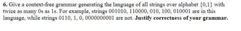 solved 6 give a context free grammar generating the