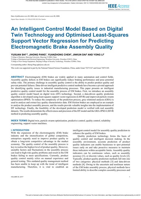 Pdf An Intelligent Control Model Based On Digital Twin Technology And