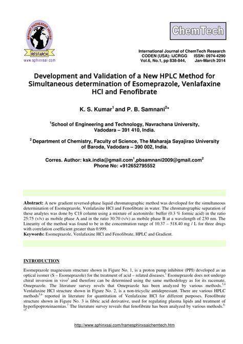 Pdf Development And Validation Of A New Hplc Method For Simultaneous Determination Of