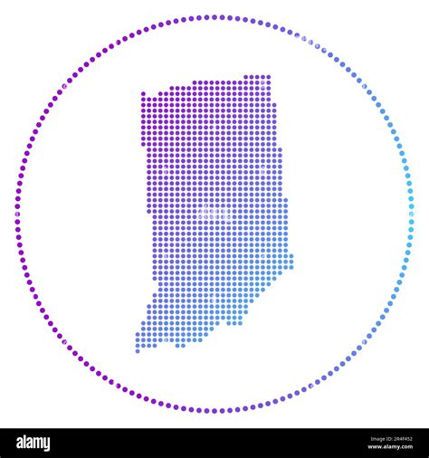 indiana digital badge dotted style map of indiana in circle tech icon