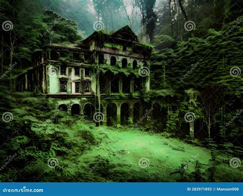 Old Abandoned House In The Jungle Ai Generated Stock Illustration Illustration Of Haunted