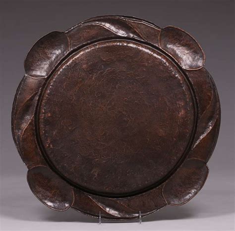 Large Gustav Stickley Hammered Copper Tray C1905 California Historical Design