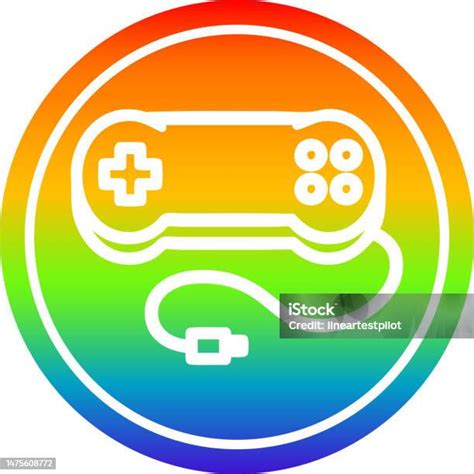 Console Game Controller Circular Icon With Rainbow Gradient Finish