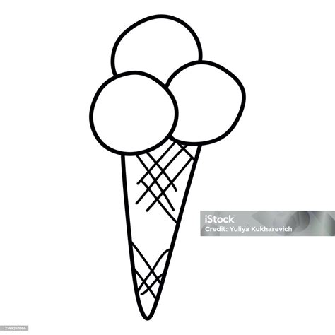 아이스크림 아이콘 순대 젤라토 콘 와플 와플 와 3개 흰색 바탕에 있는 가느다란 선 웹 기호 벡터 선형 그림 에 대 한 색칠하기 책 카드 스티커 인쇄 손으로 그린 외곽선