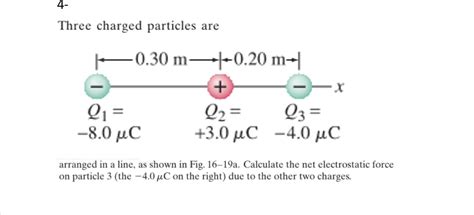Solved 4 Three Charged Particles Arearranged In A Line As Chegg Com