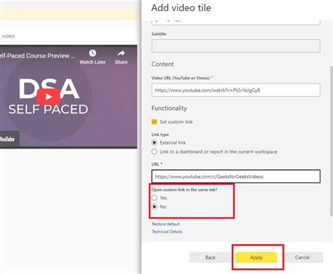 power bi how to add video to dashboard geeksforgeeks