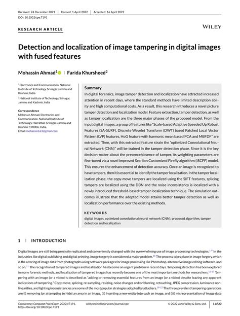 Pdf Detection And Localization Of Image Tampering In Digital Images