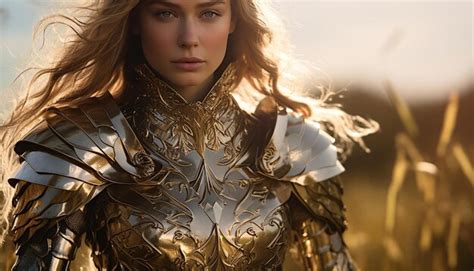 Premium Photo A Powerful And Fierce Woman Warrior In Full Armor