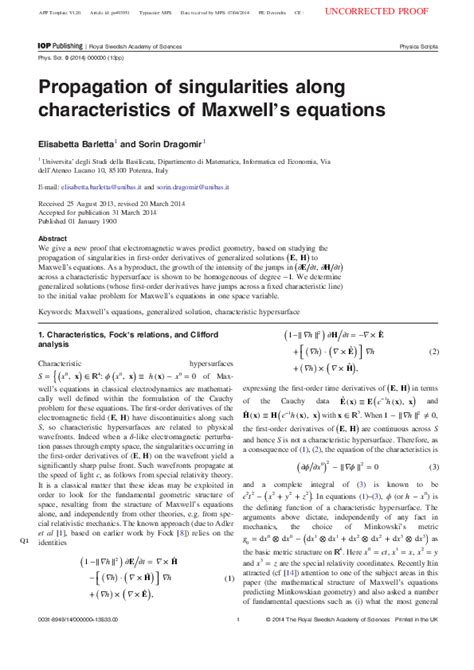 Pdf Propagation Of Singularities Along Characteristics Of Maxwells