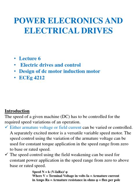 Lecture 6 Pdf Electric Motor Rectifier