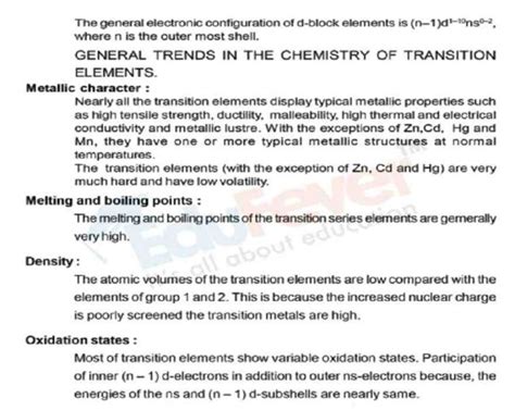D Block Elements Their Compounds Revision Notes For JEE Mains NEET