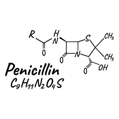 Penicillin Antibiotic Chemical Formula And Composition Concept Structural Medical Drug