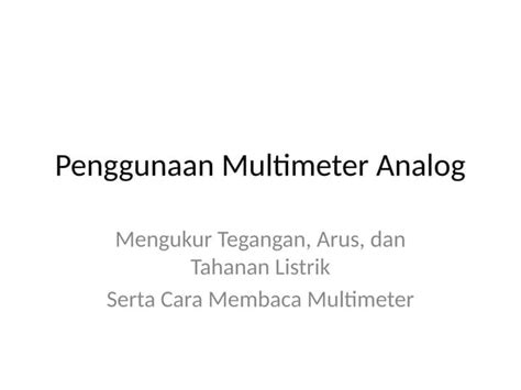 Menggunakan Multimeter Analog Pdf