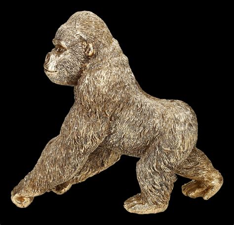 Gorilla Figurine gold coloured | www.figuren-shop.de