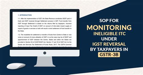 In Gstr 3b Gst Dept Releases A Sop For Observing Taxpayers Reversing Ineligible Igst Itc
