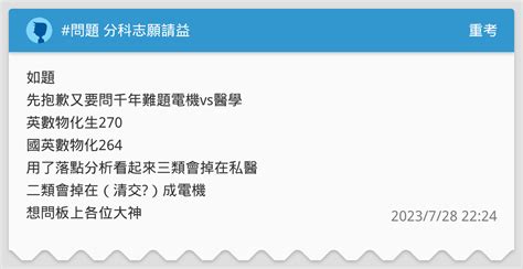 問題 分科志願請益 重考板 Dcard
