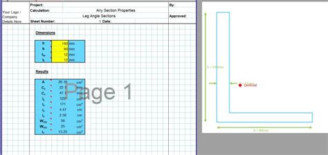 Angle Section Properties Calculator Spreadsheet Civilweb Spreadsheets