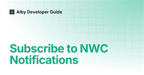 Subscribe To Nwc Notifications Alby Developer Guide