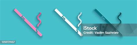 종이 잘라 담배 아이콘은 파란색 배경에 격리 담배 표지판 흡연 기호 종이 아트 스타일 벡터 일러스트레이션 3차원 형태에 대한 스톡 벡터 아트 및 기타 이미지 Istock