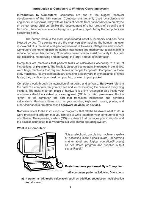 introduction to computers and windows operating system pdf