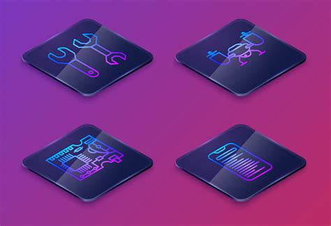 아이소메트릭 라인 스패너 인쇄 회로 기판 Pcb 액션 카메라와 컴퓨터 Api 인터페이스로 비행 하는 무인 항공기 설정 파란색