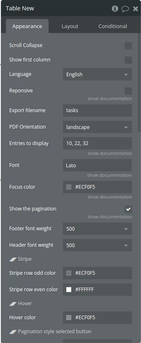 Excel Table Data Grid