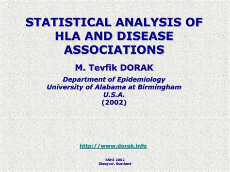 PPT STATISTICAL ANALYSIS OF HLA AND DISEASE ASSOCIATIONS PowerPoint Presentation ID 3777648