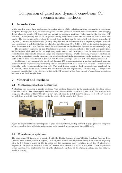 Pdf Comparison Of Gated And Dynamic Cone Beam Ct Reconstruction Methods