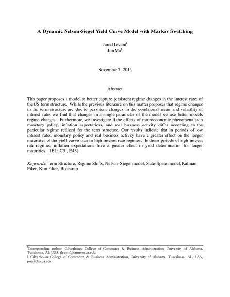 A Dynamic Nelson Siegel Model With Marko Preview A Dynamic Nelson Siegel Yield Curve Model