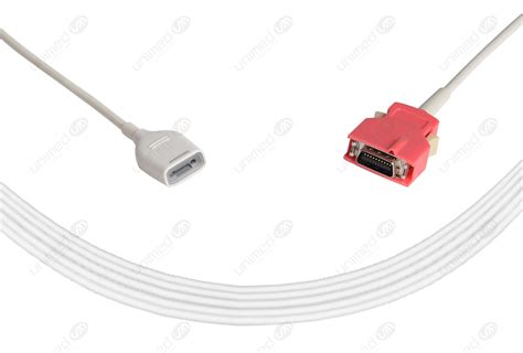 M Tech Compatible Spo2 Interface Cable Red 20 Pin Connector Unimed Medical