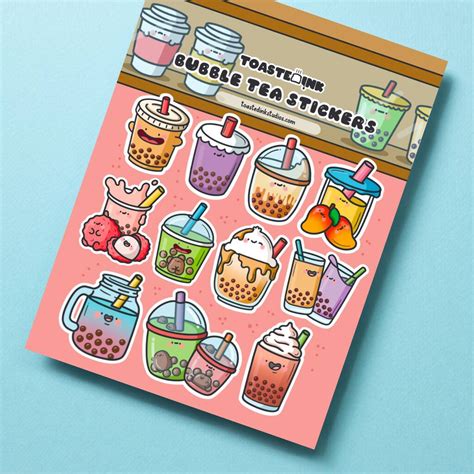 Bubble Tea Sticker Sheet Cute Stickers By Toastedink