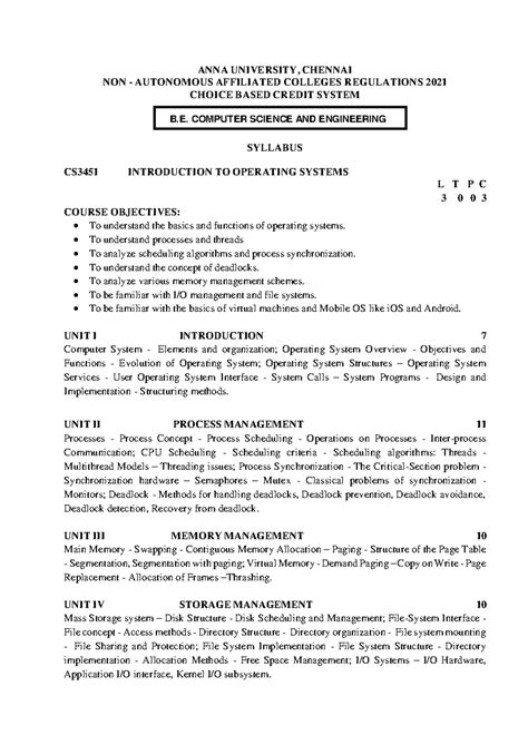 Cs3451 Ios Notes Anna University Chennai Non Autonomous Affiliated Colleges Regulations