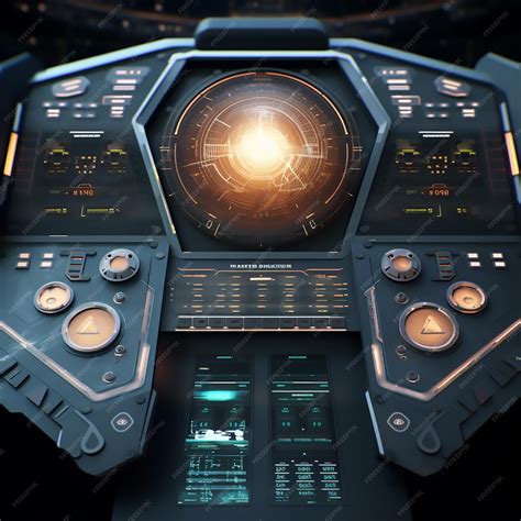 Premium Ai Image Futuristic Spaceship Cockpit Interior Future Spacecraft Control Panels Technology