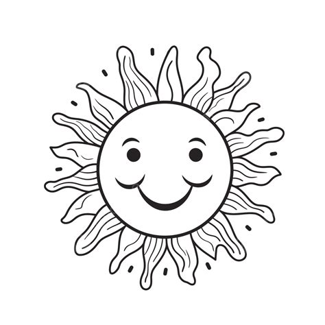 Happy Sun Black And White