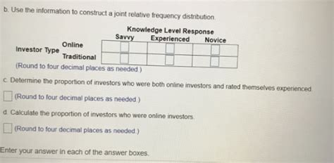 Solved B Use The Information To Construct A Joint Relative