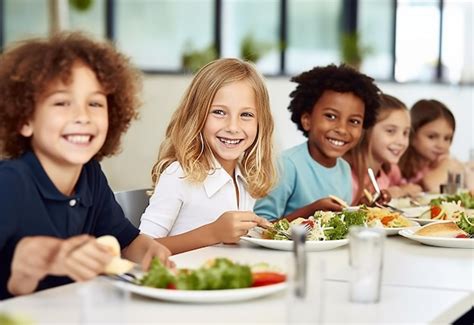 Retrato De Duas Crianças Sentadas Em Uma Mesa E Comendo Alimentos