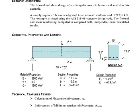 Solved EXAMPLE DESCRIPTION The Flexural And Shear Design Of Chegg