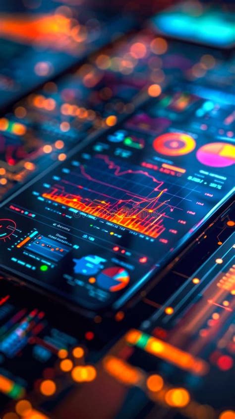 Futuristic Smartphone Displaying Advanced Data Analytics And Business Intelligence Graphs On A