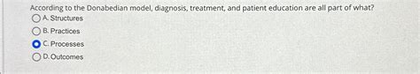 Solved According To The Donabedian Model Diagnosis
