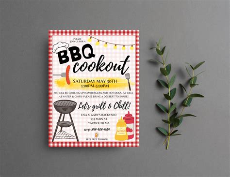 Barbecue Cookout Flyer Picnic Flyer Fundraiser Flyer Neighborhood