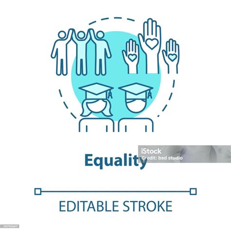 같음 개념 아이콘입니다 긍정적 인 지원 다양한 커뮤니티 고등학교 졸업 포괄적 인 교육 아이디어 얇은 라인 그림 벡터 절연 윤곽선 Rgb 색상 드로잉 편집 가능한 스트로크