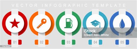 교육 평면 디자인 아이콘 세트 별 열쇠 연료 교육 및 물과 같은 기타 아이콘 벡터 인포 그래픽 템플릿 웹 버튼 모음 0명에 대한 스톡 벡터 아트 및 기타 이미지 Istock