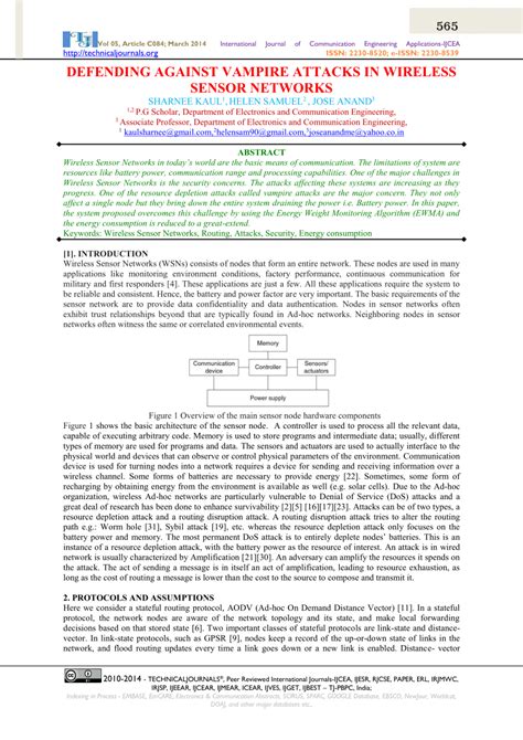 Pdf Defending Against Vampire Attacks In Wireless Sensor Networks