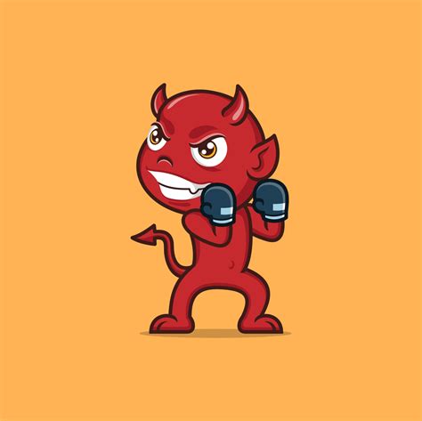 Cute Cartoon Devil Boxing Fighter 24382556 Vector Art At Vecteezy