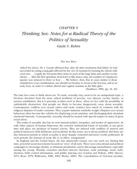 Rubin Thinking Sex This Is The Pdf Of The Reading From Sociology Of Gender Thinking Sex By