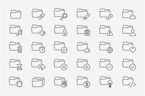 Folders Line Icons Set Document Storage Set File Icon Archive Vector Illustration 12574695