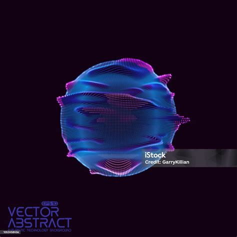 벡터 입자 포인트 배열 추상적인 영역 미래 벡터 일러스트입니다 기술 디지털 시작 또는 데이터 포인트의 폭발입니다 구형 파형입니다 사이버 Ui 나 Hud 요소입니다 구에 대한